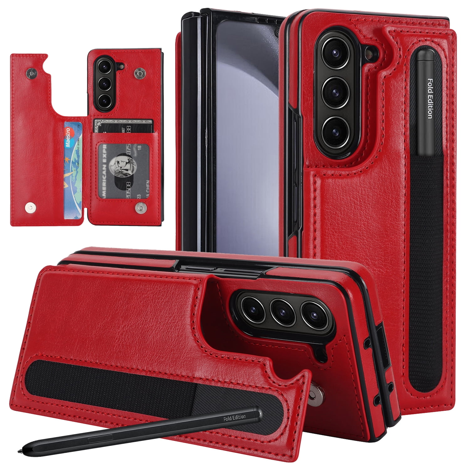 for Samsung Galaxy Z Fold 5 Case with S Pen Holder and Card Holder ...
