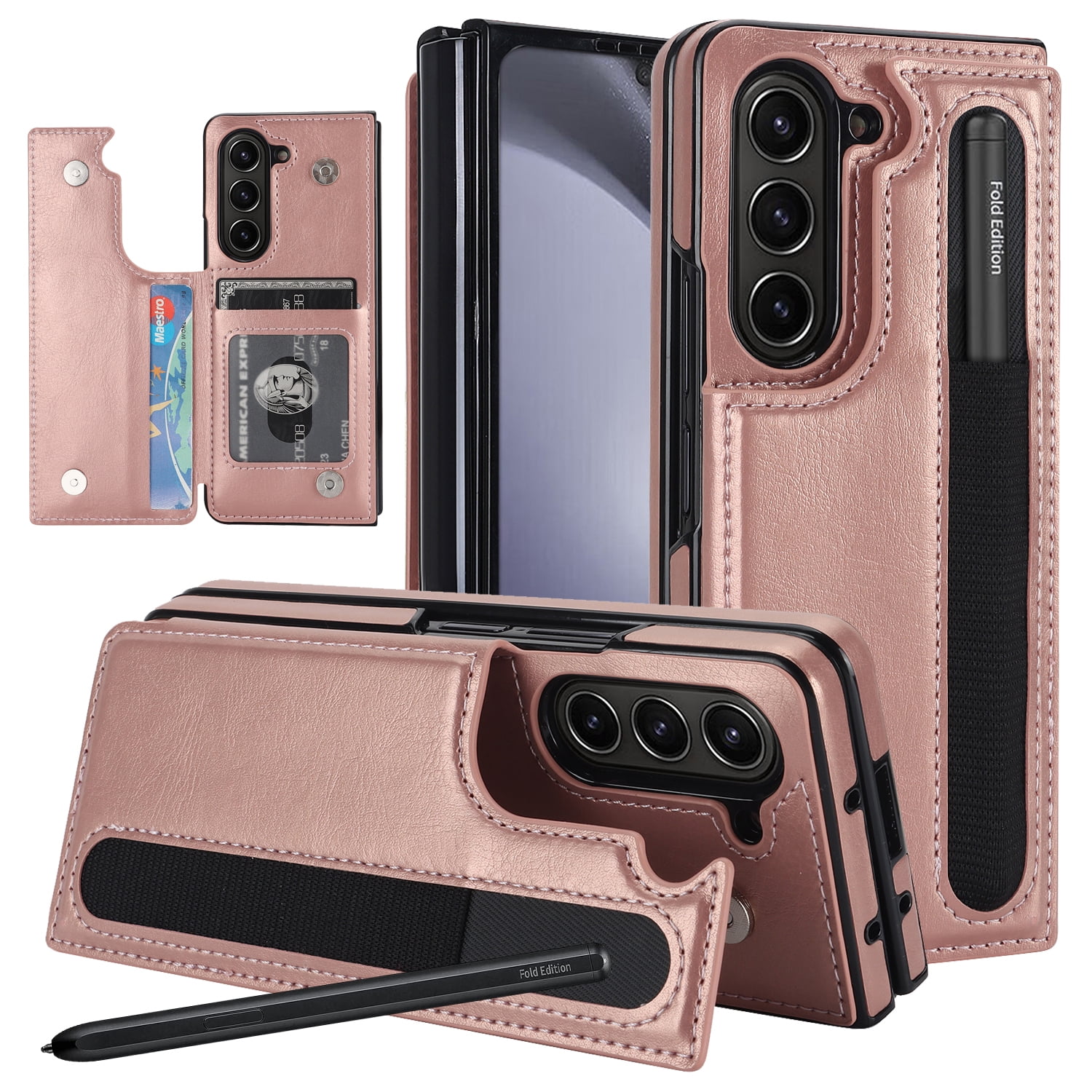 for Samsung Galaxy Z Fold 5 Case with S Pen Holder and Card Holder ...