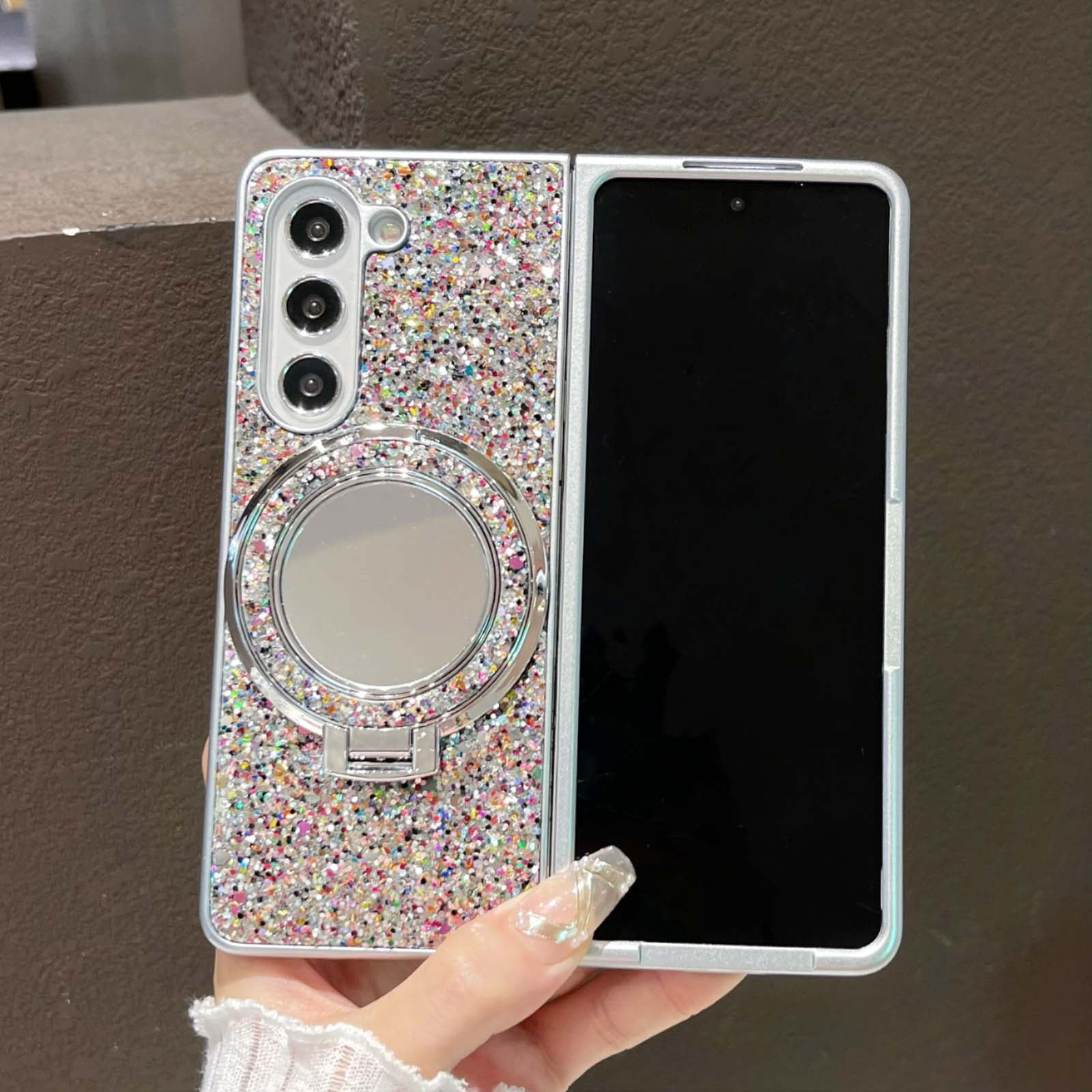 for Samsung Galaxy Z Fold 5 Glitter Case with Kickstand, Cute Luxury ...