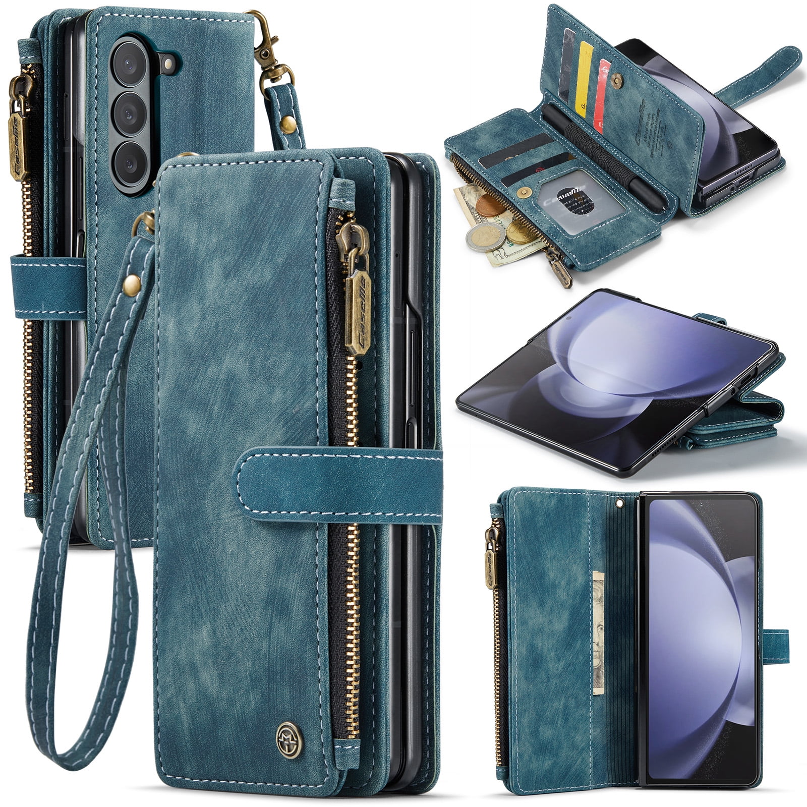 for Samsung Galaxy Z Fold 6 5G Case, Wallet Case with 5 Card Holder ...