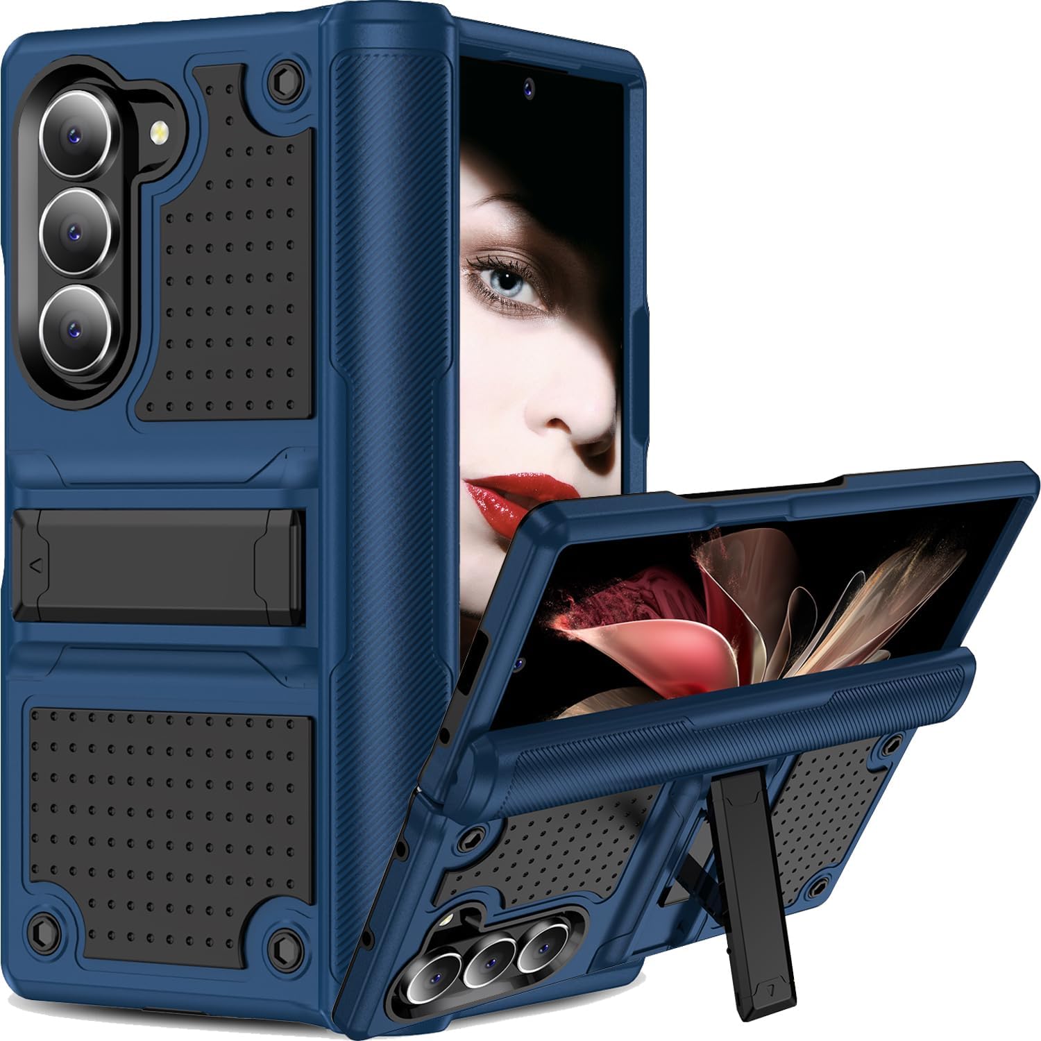 for Samsung Galaxy Z Fold 6 Case with Non-Slip Textured & Kickstand ...
