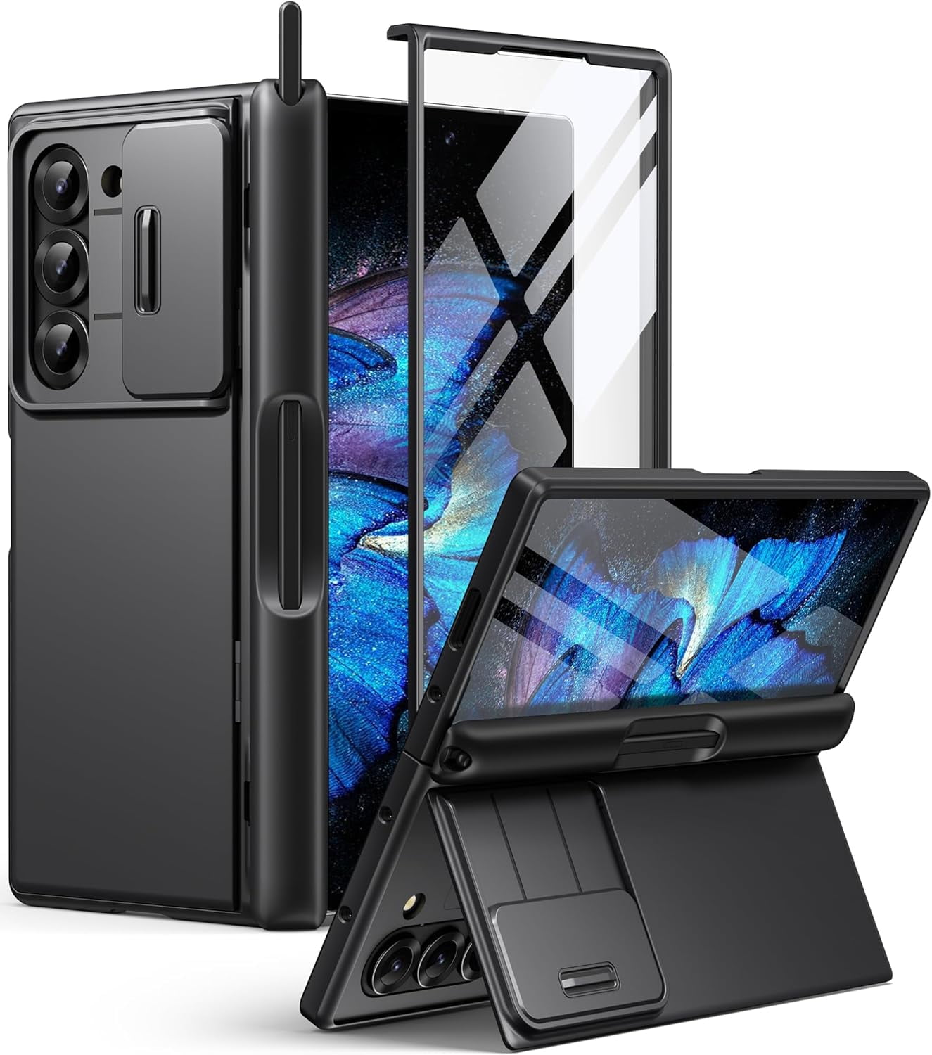 Tongate Samsung Galaxy Z Fold 6 Case with S Pen Holder Built-in Screen Protector Kickstand ...