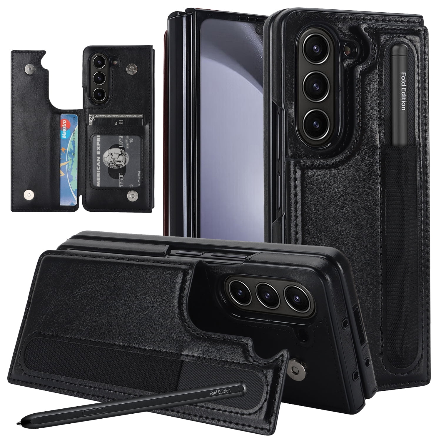for Samsung Galaxy Z Fold 6 Case with S Pen Holder and Card Holder ...