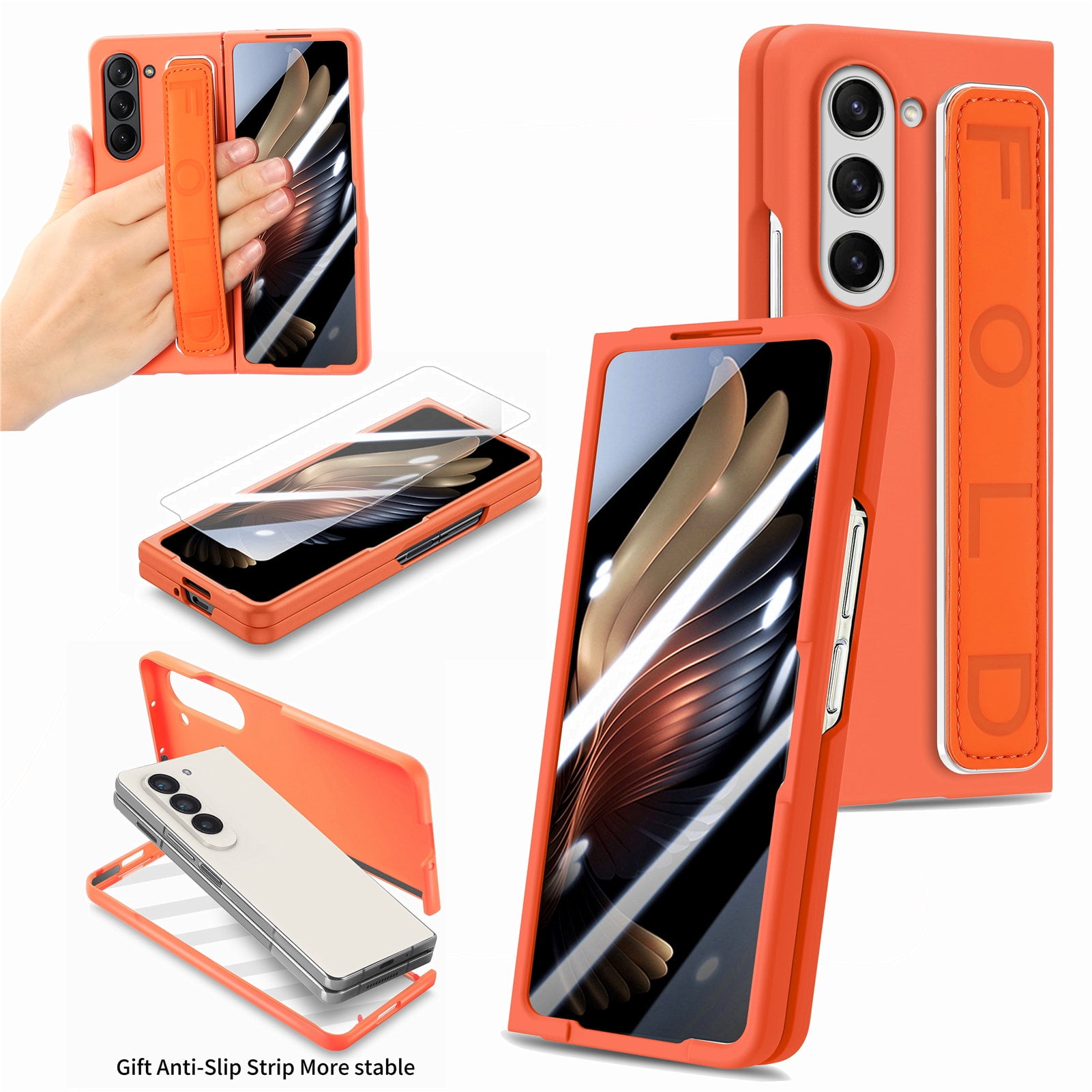 for Samsung Galaxy Z Fold 6 Case with Strap, [Non Slip Silicone Touch ...