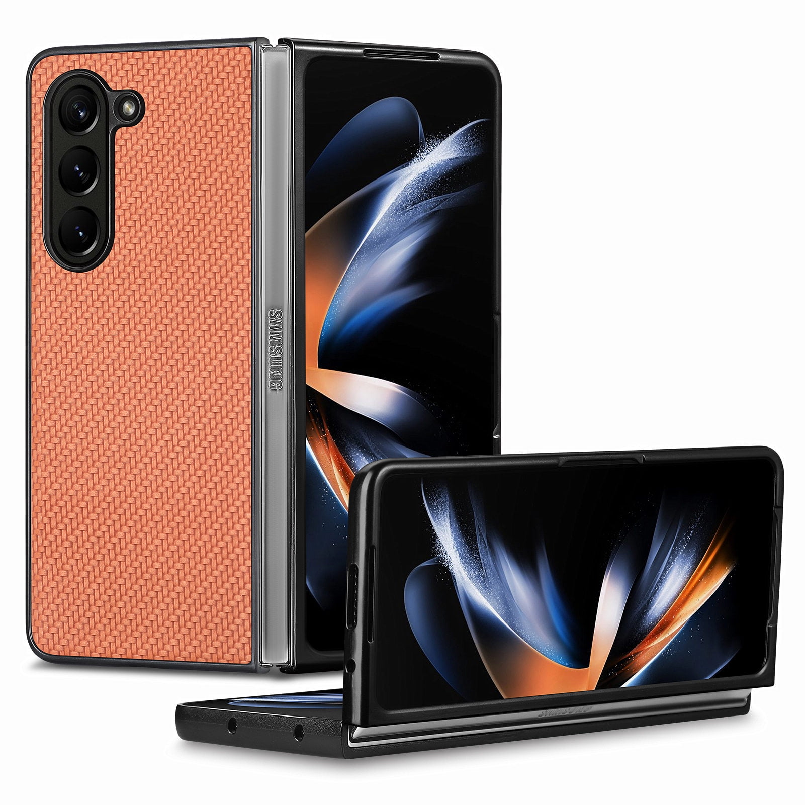 for Samsung Galaxy Z Fold 7 Case, Carbon Fiber Leather Slim Protective ...