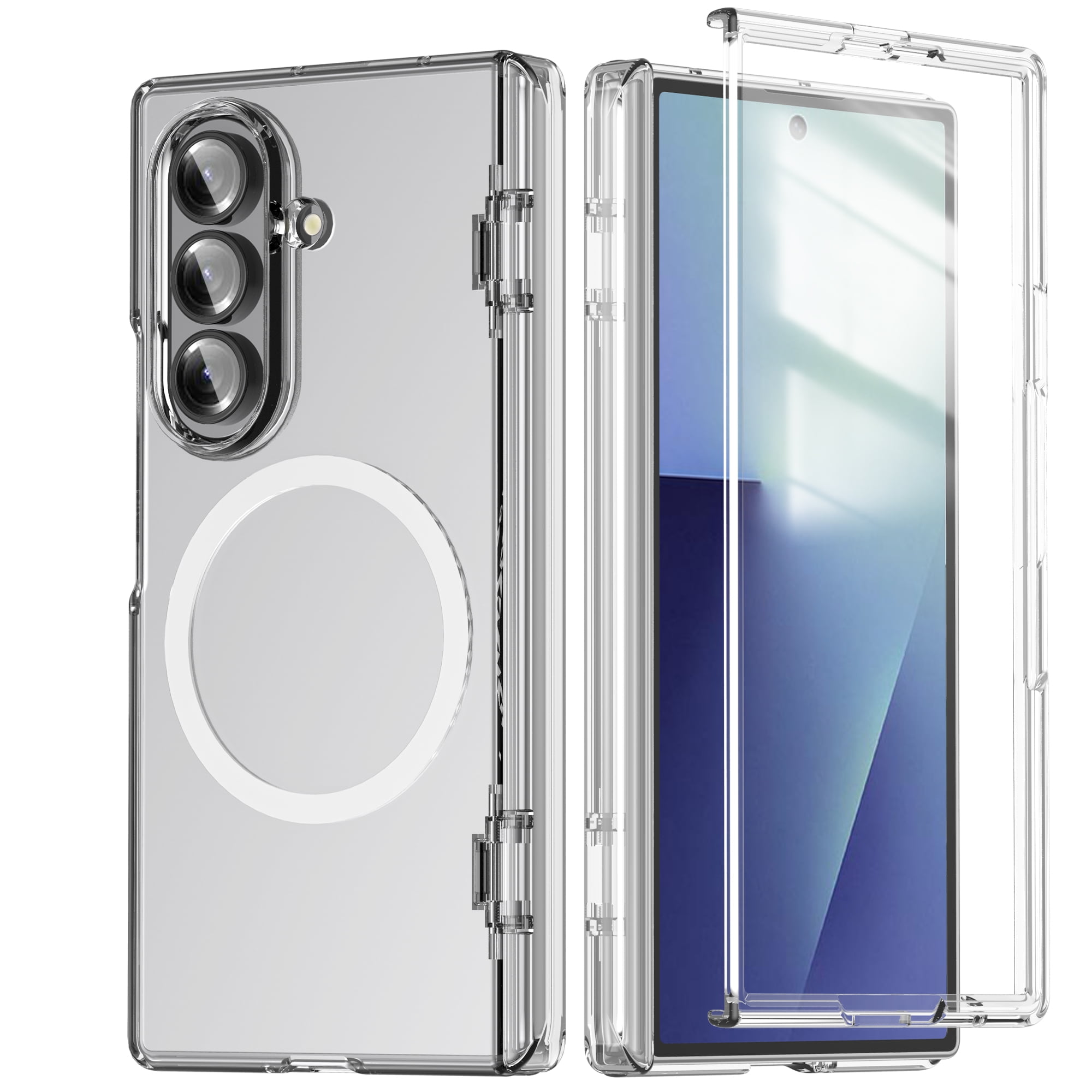for Samsung Galaxy Z Fold 7 Case with Tempered Glass Outer Screen ...