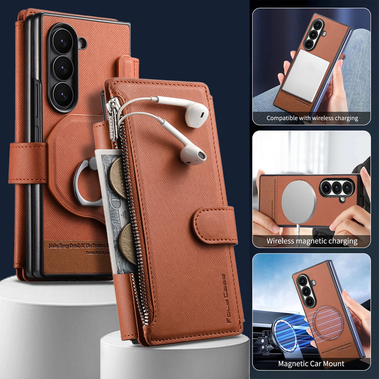 For Samsung Galaxy Z Fold 7 Phone Case,2-in-1 Magnetic Detachable Flip ...