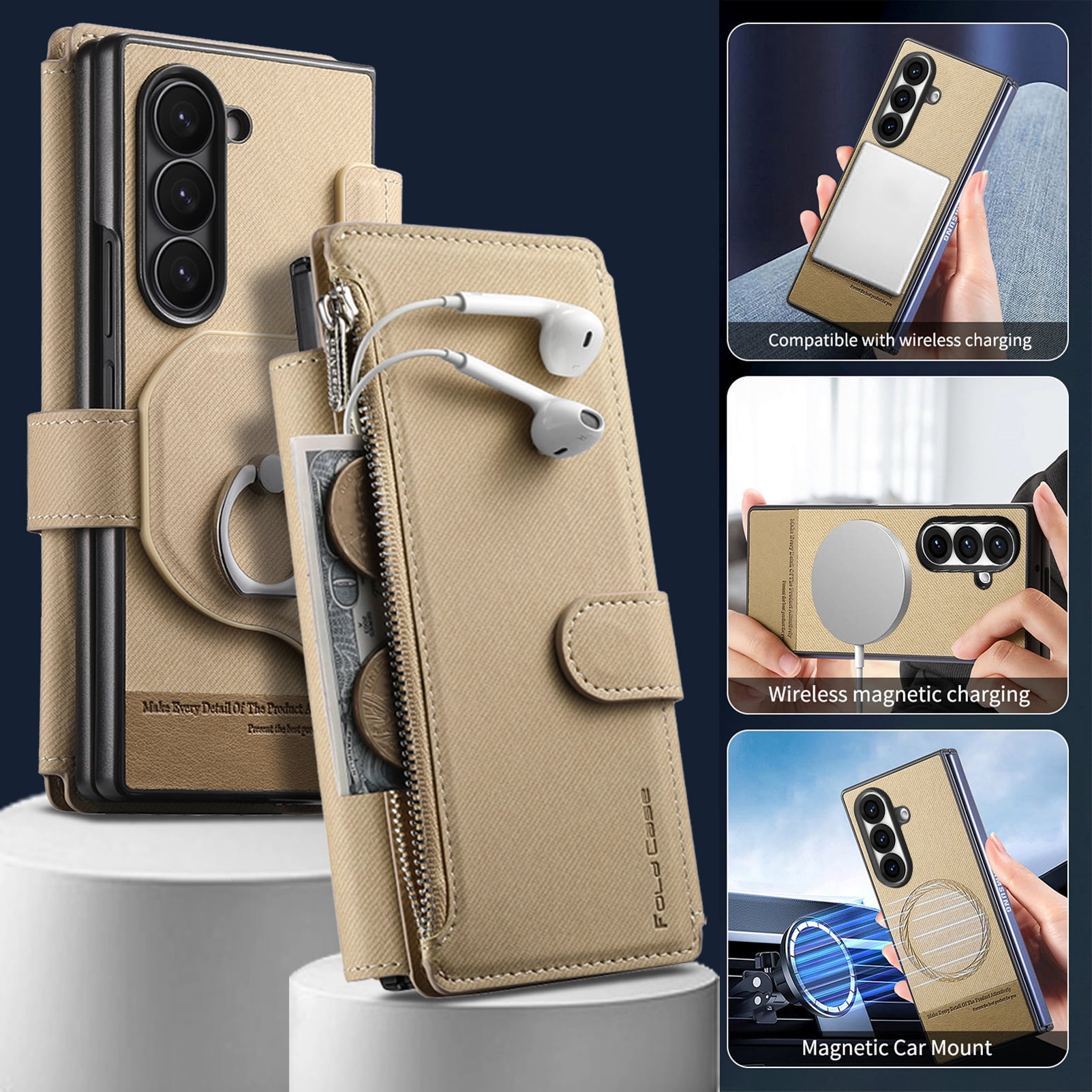 For Samsung Galaxy Z Fold 7 Phone Case,2-in-1 Magnetic Detachable Flip ...