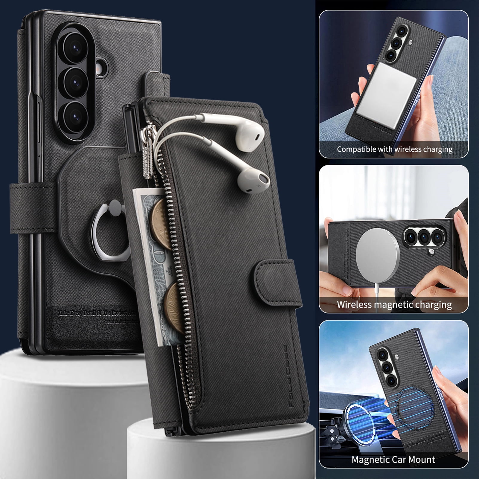 For Samsung Galaxy Z Fold 7 Phone Case,2-in-1 Magnetic Detachable Flip ...