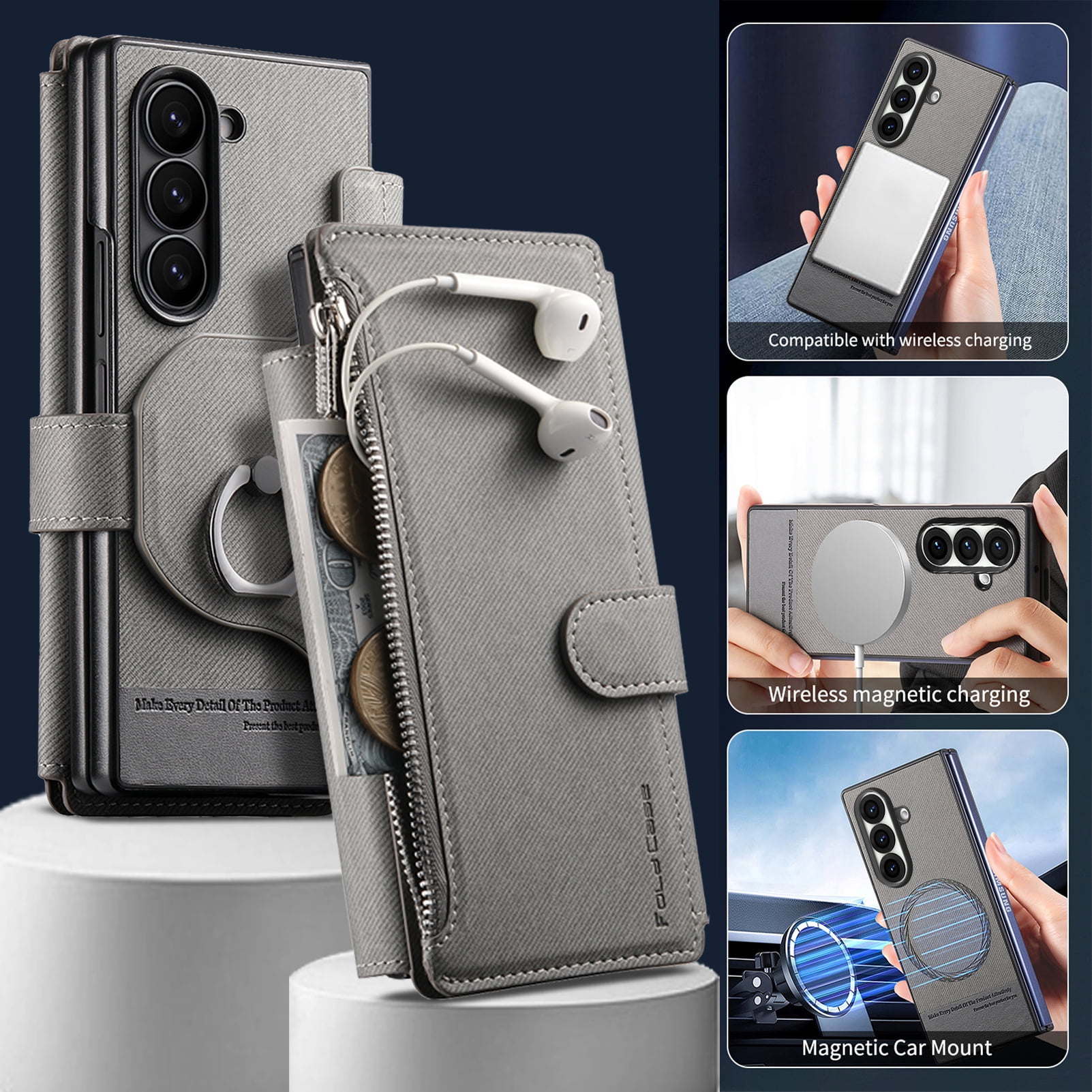 For Samsung Galaxy Z Fold 7 Phone Case,2-in-1 Magnetic Detachable Flip ...