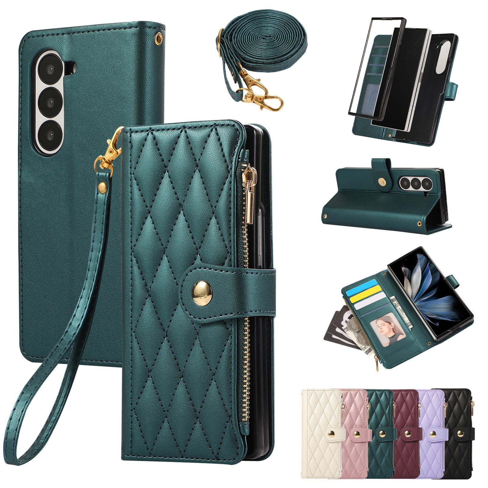 for Samsung Galaxy Z Fold 7 Wallet Case with Zipper Pocket Card Holder ...