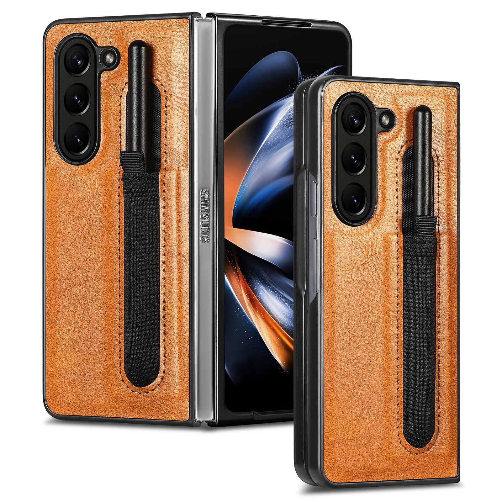 Samsung Galaxy Z Fold5 Case with S Pen Holder, Premium PU Leather ...