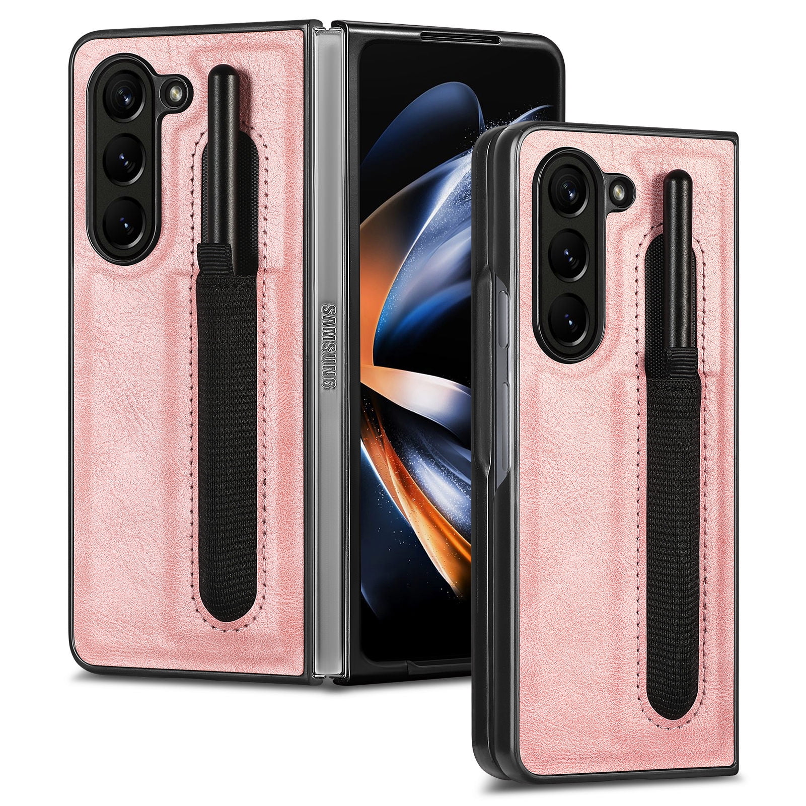 Samsung Galaxy Z Fold5 Case with S Pen Holder, Premium PU Leather ...