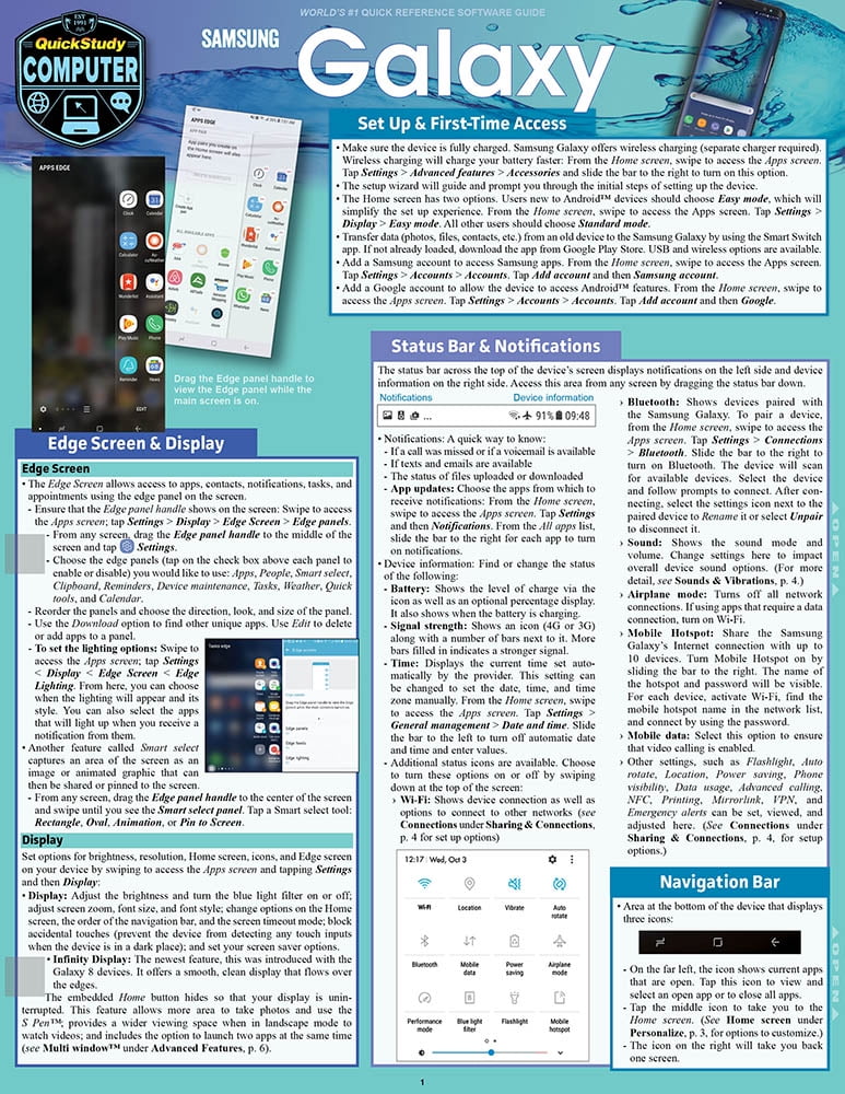 Samsung Galaxy : a QuickStudy Laminated Reference Guide (Edition 1) (Other) - Walmart.com