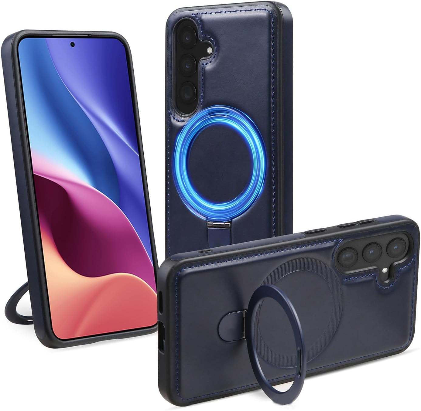 for Samsung Luxurious Leather Magnetic Case with Invisible Stand ...