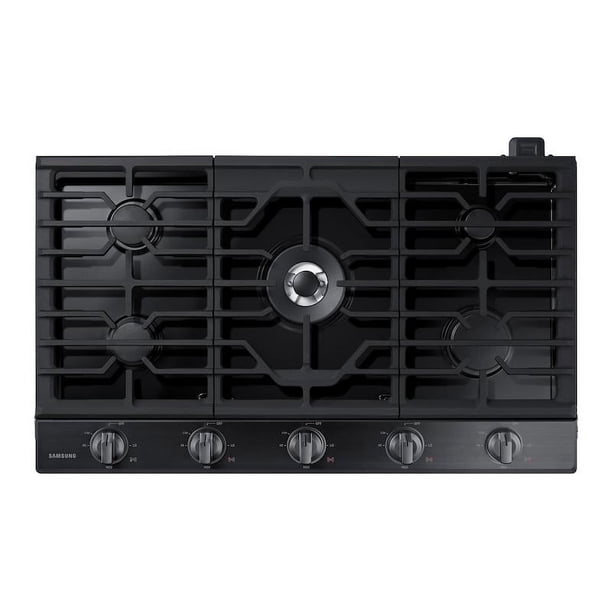 Samsung NA36N6555TG 36 inch Black Stainless 5 Burner Gas Cooktop ...