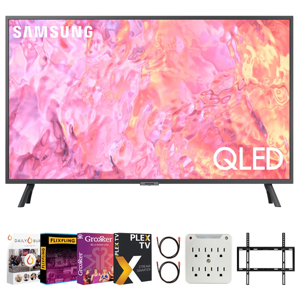 Samsung QN32Q60CA 32 Inch QLED 4K Smart TV Bundle with Wall Mount ...