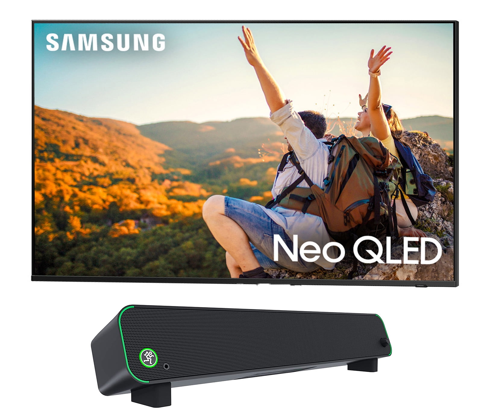 Samsung QN55QN90CAFXZA 55 Inch Neo QLED Smart TV with 4K Upscaling with a Mackie CR-STEALTHBAR ...