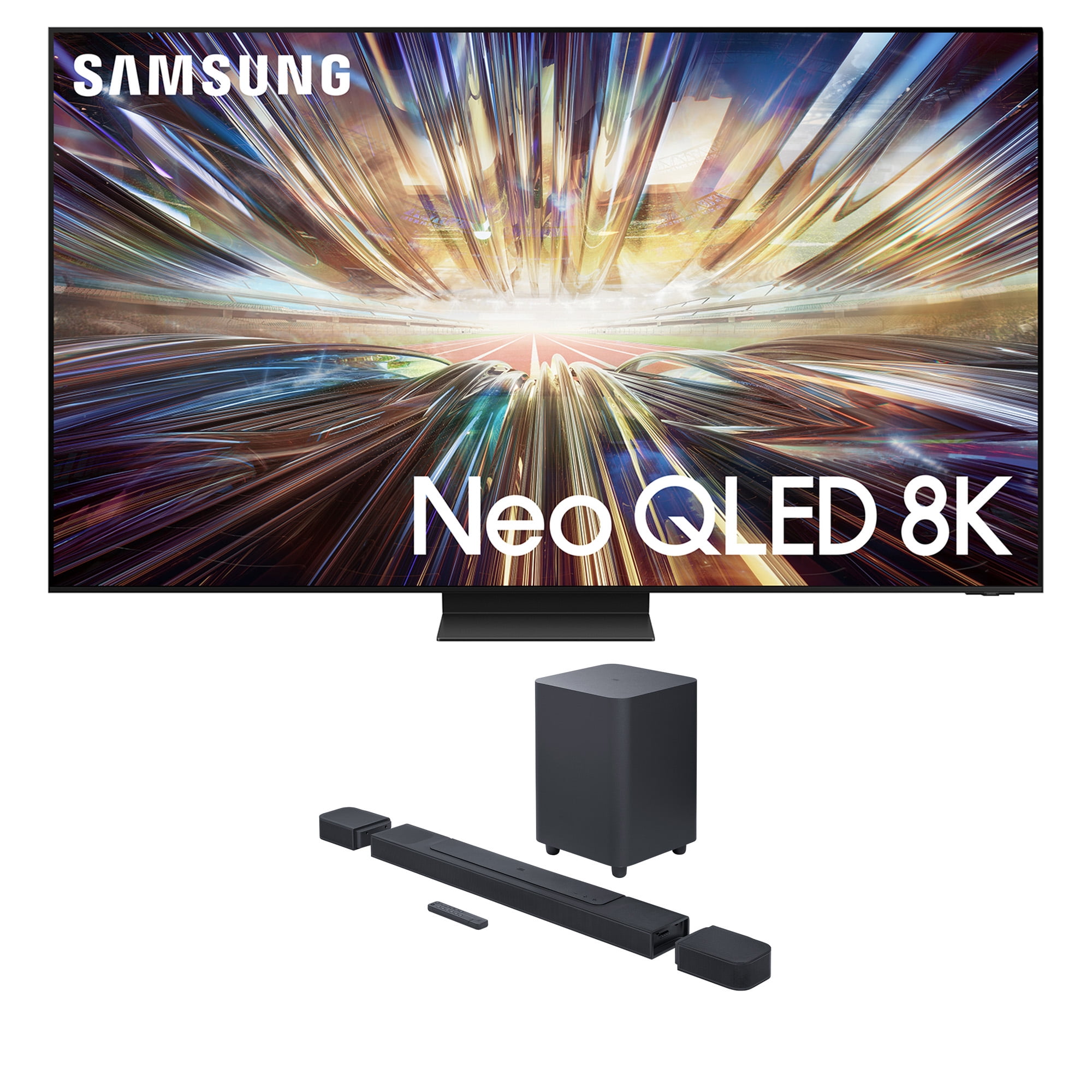 Samsung QN85QN800DFXZA 85 Inch Neo QLED 8K Smart TV with AI Motion Enhancer and a JBL BAR-1000 7 ...