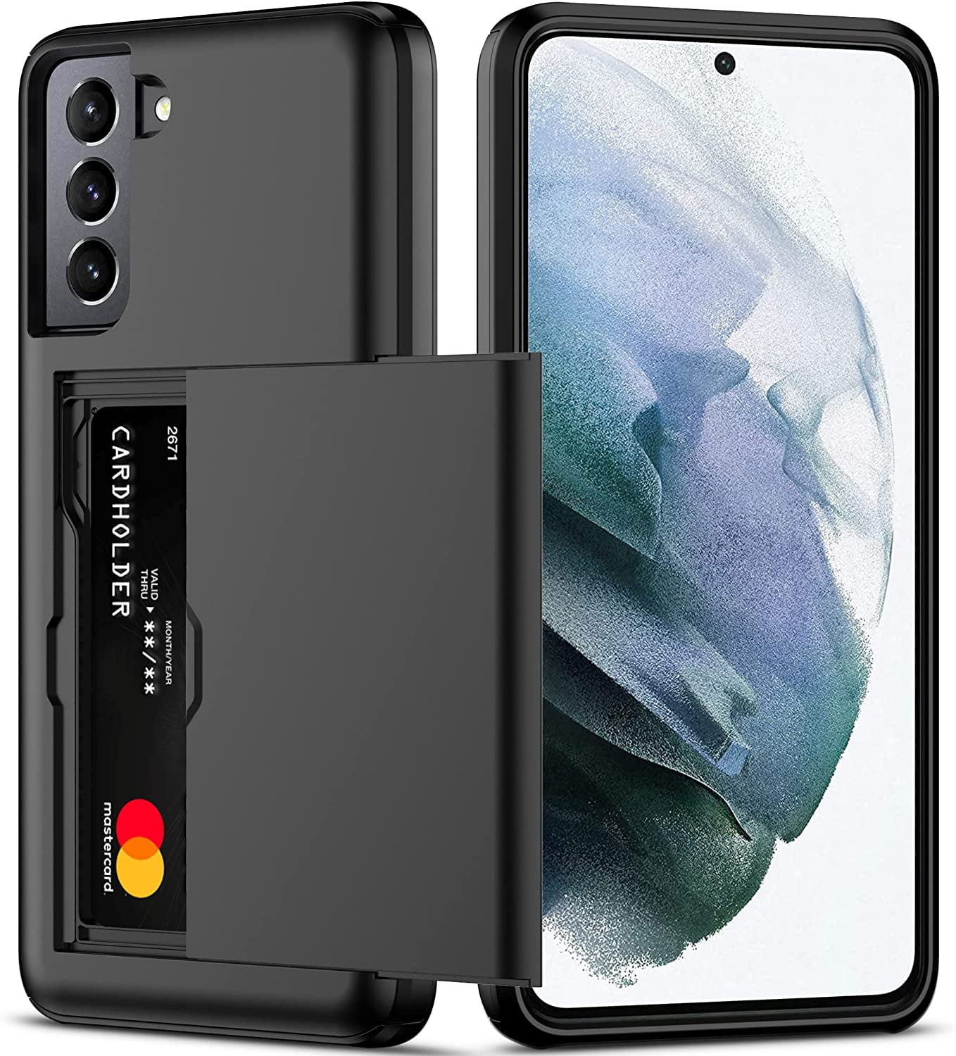 for Samsung S21 Plus Case with Card Holder Dual Layer Heavy Duty ...