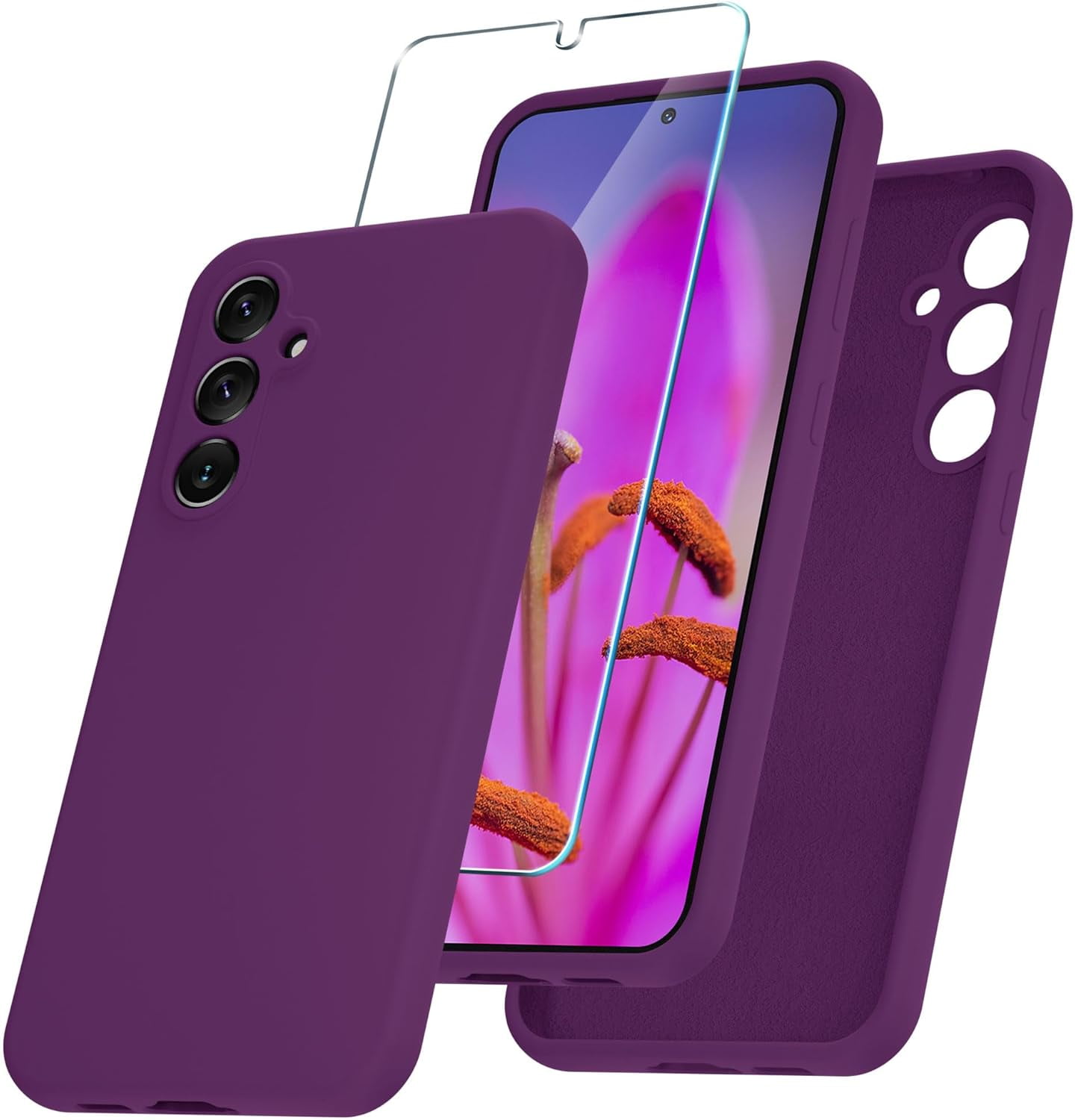 Samsung S23 FE Silicone Case, Purple, Screen Protector - Walmart.com