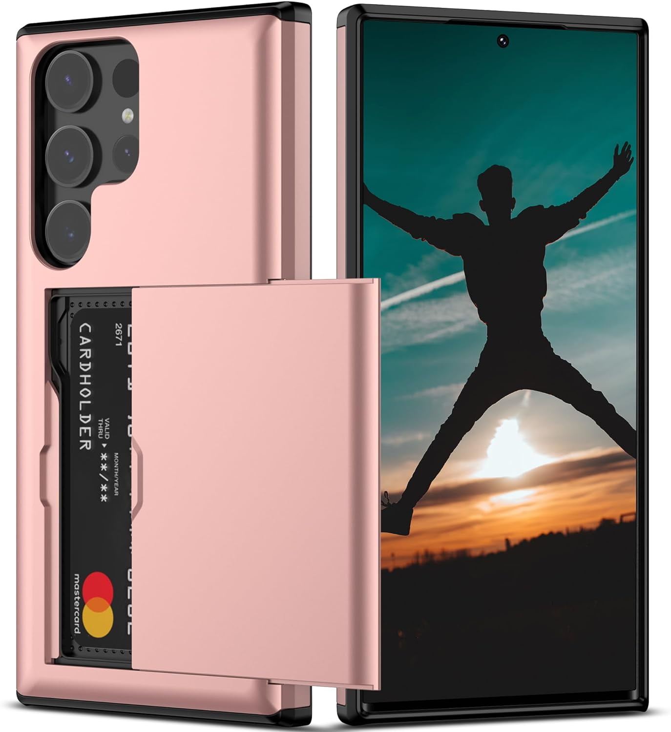 for Samsung S24 Ultra Case with Card Holder Dual Layer Heavy Duty ...