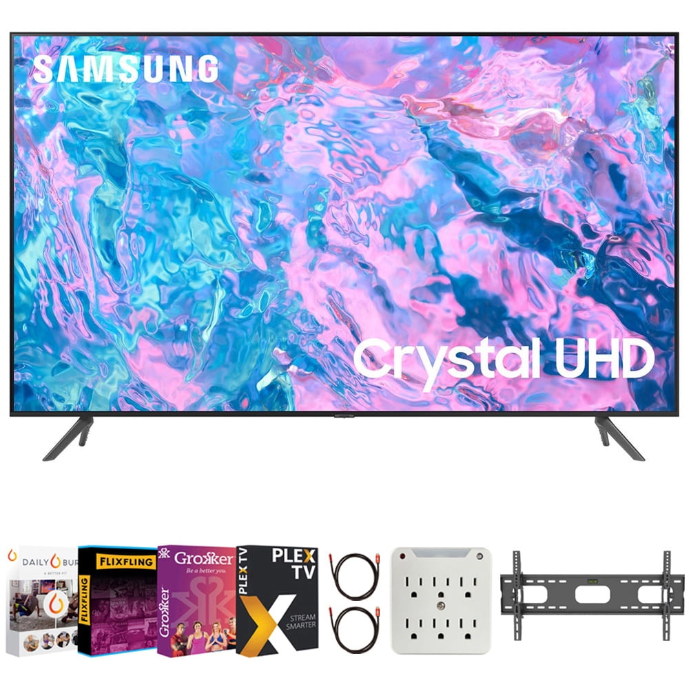 Samsung 65 inch Crystal UHD 4K Smart TV, Wall Mount, Surge Adapter ...
