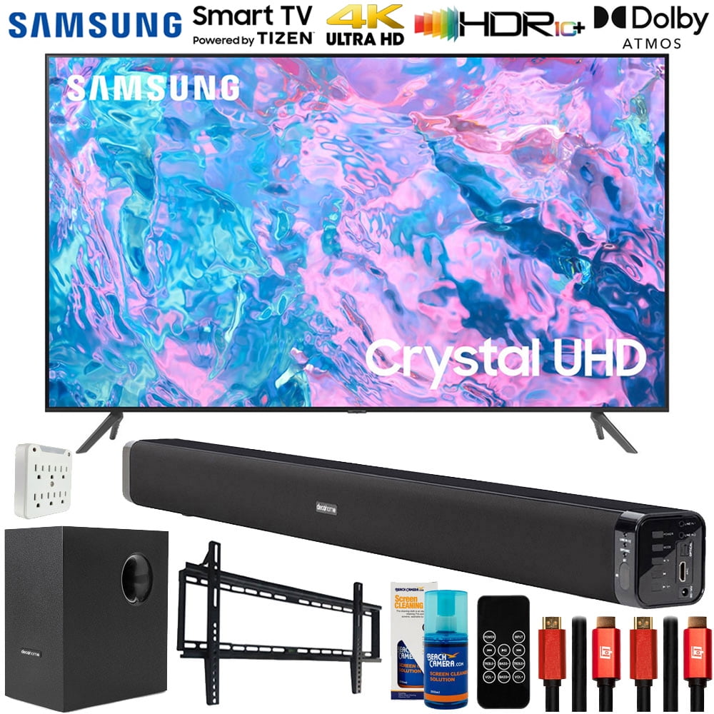Samsung UN65CU7000 65 inch Crystal UHD 4K Smart TV Bundle with Deco ...