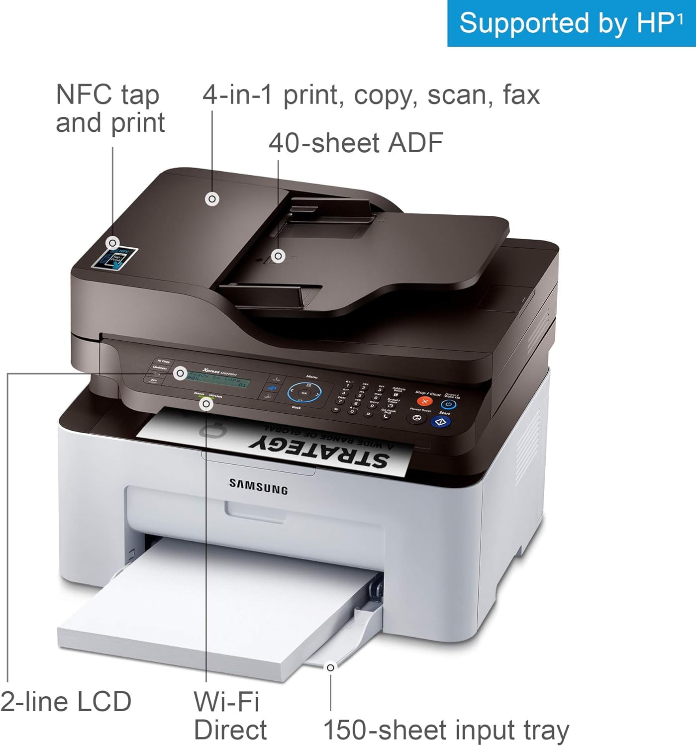 Samsung Xpress M2070FW Wireless Monochrome Laser Printer, Copier ...