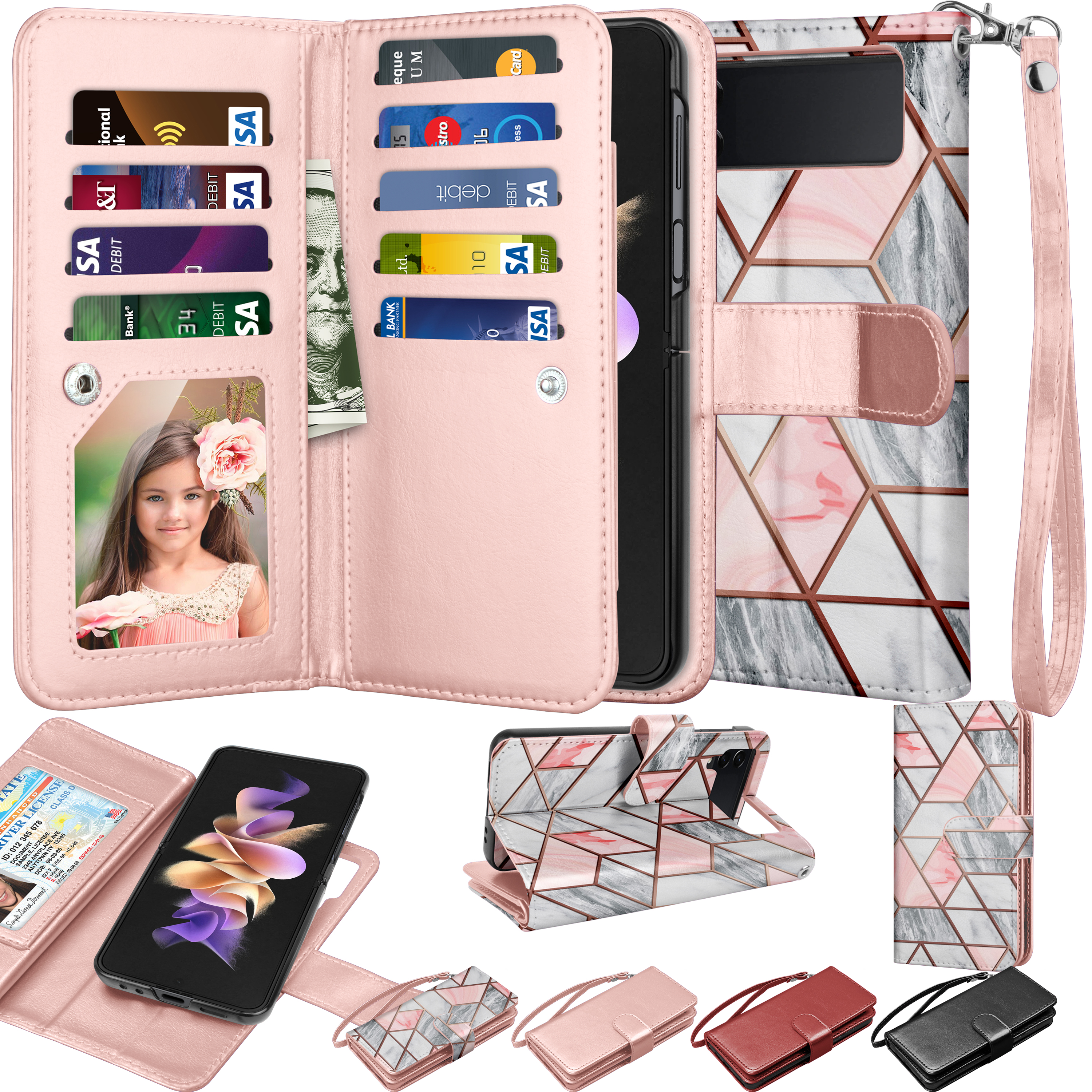 Samsung Z Flip 4 Case, Z Flip 4 Case Wallet Magnetic Detachable with 9 ...
