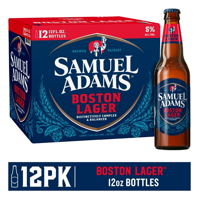 Samuel Adams Boston Lager Craft Beer, 12 Pack, 12 fl oz Glass Bottles, 5% ABV - Walmart.com