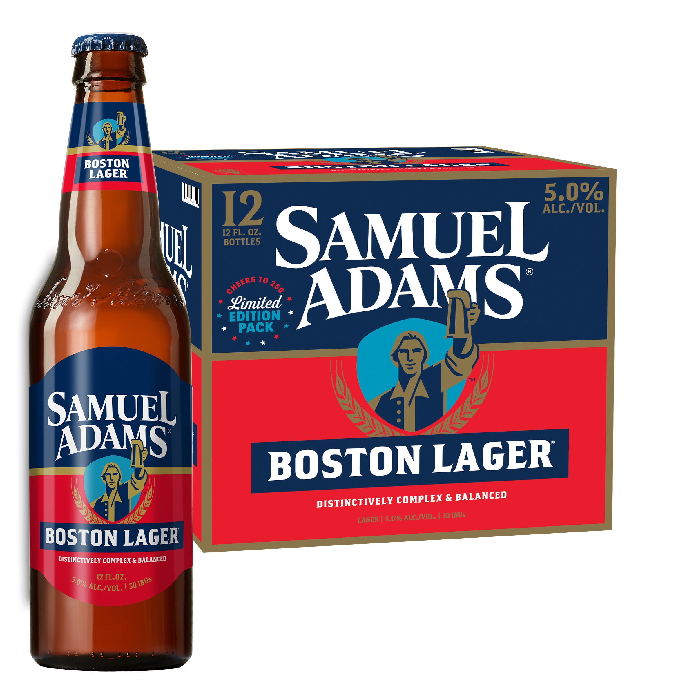 Samuel Adams, Boston Lager Craft Beer, 12 pack, 12 fl oz Glass Bottles ...