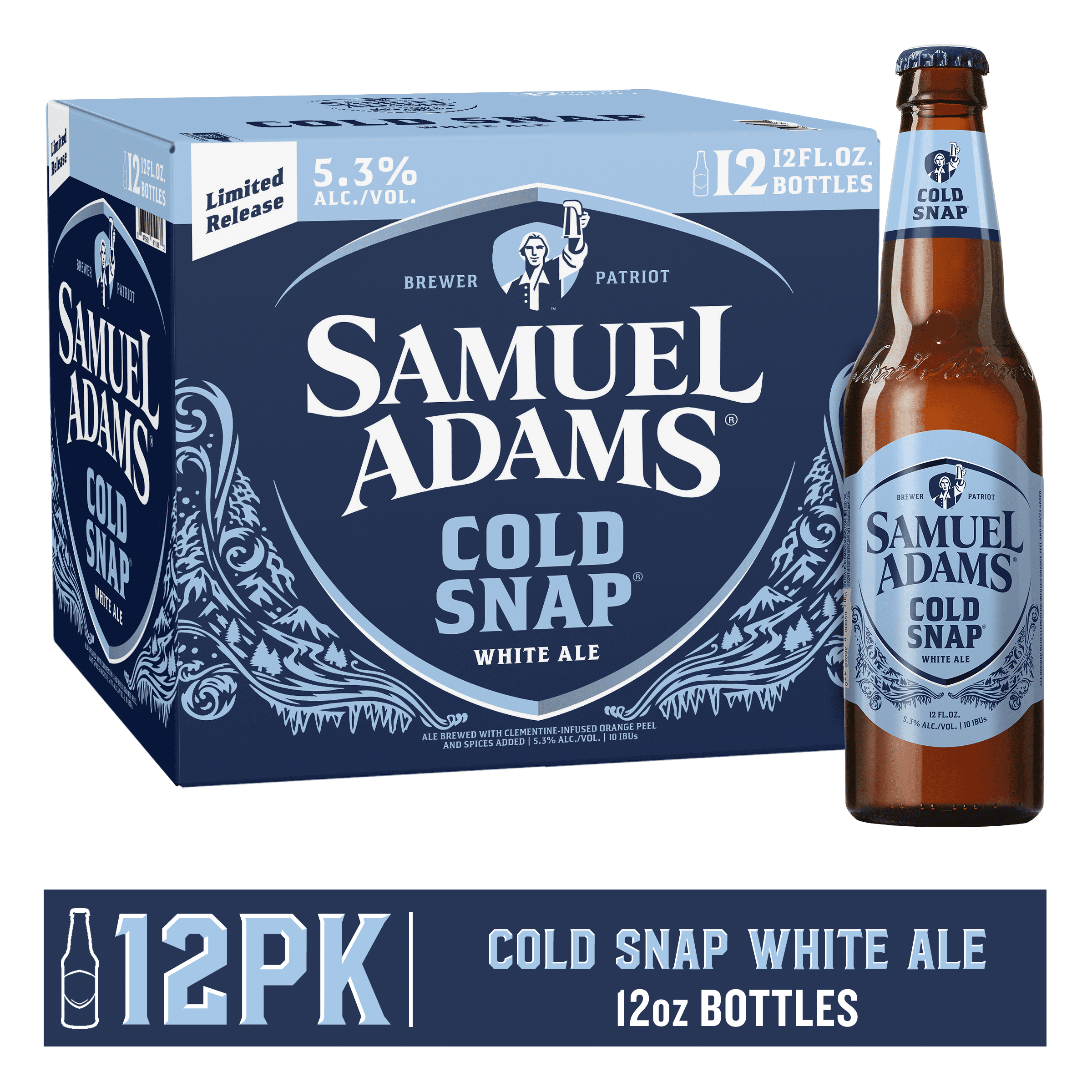 Samuel Adams Cold Snap White Ale Craft Beer, 12 Pack, 12 fl. oz. Glass ...