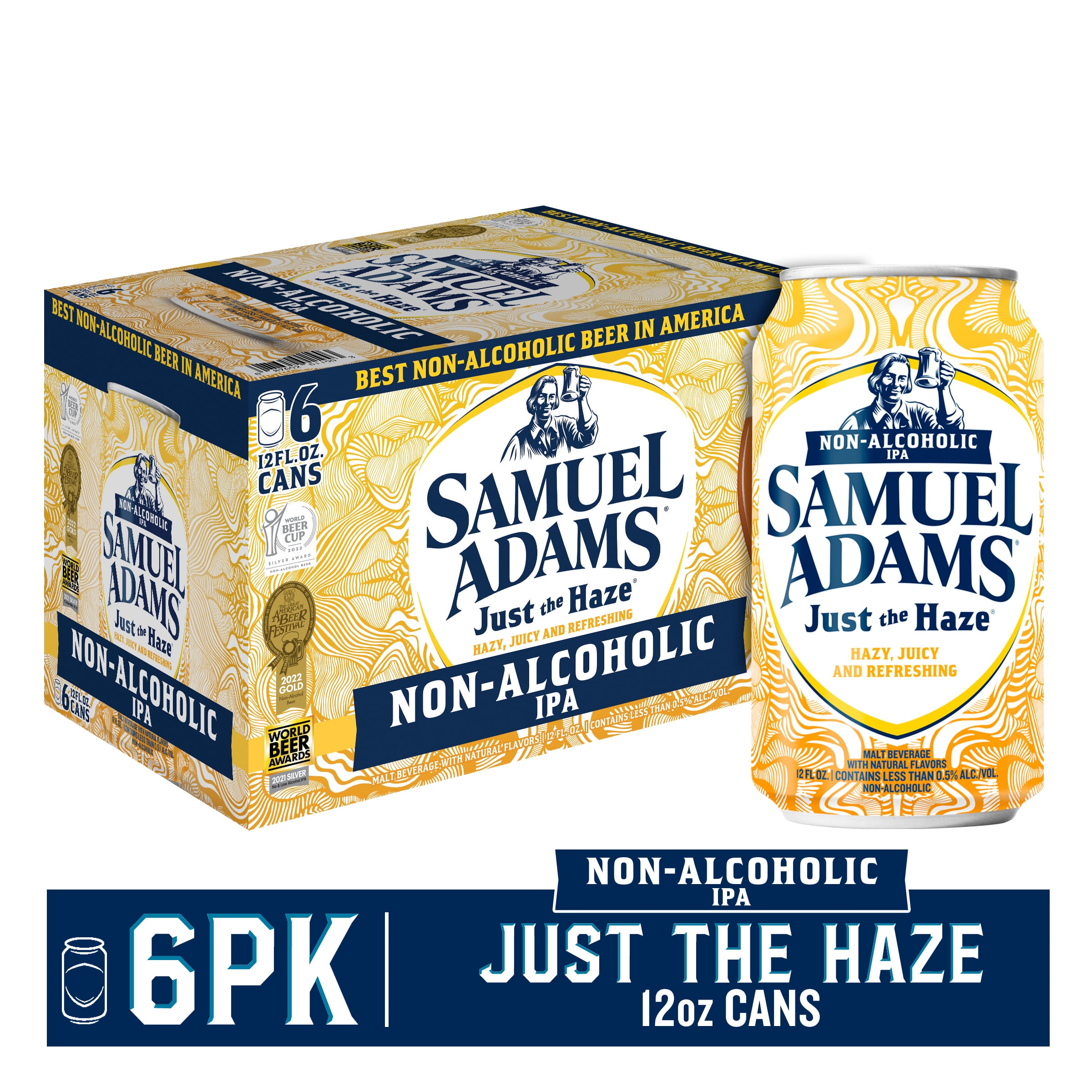 Samuel Adams Just The Haze Non-Alcoholic IPA Craft Beer, Alcohol Free ...