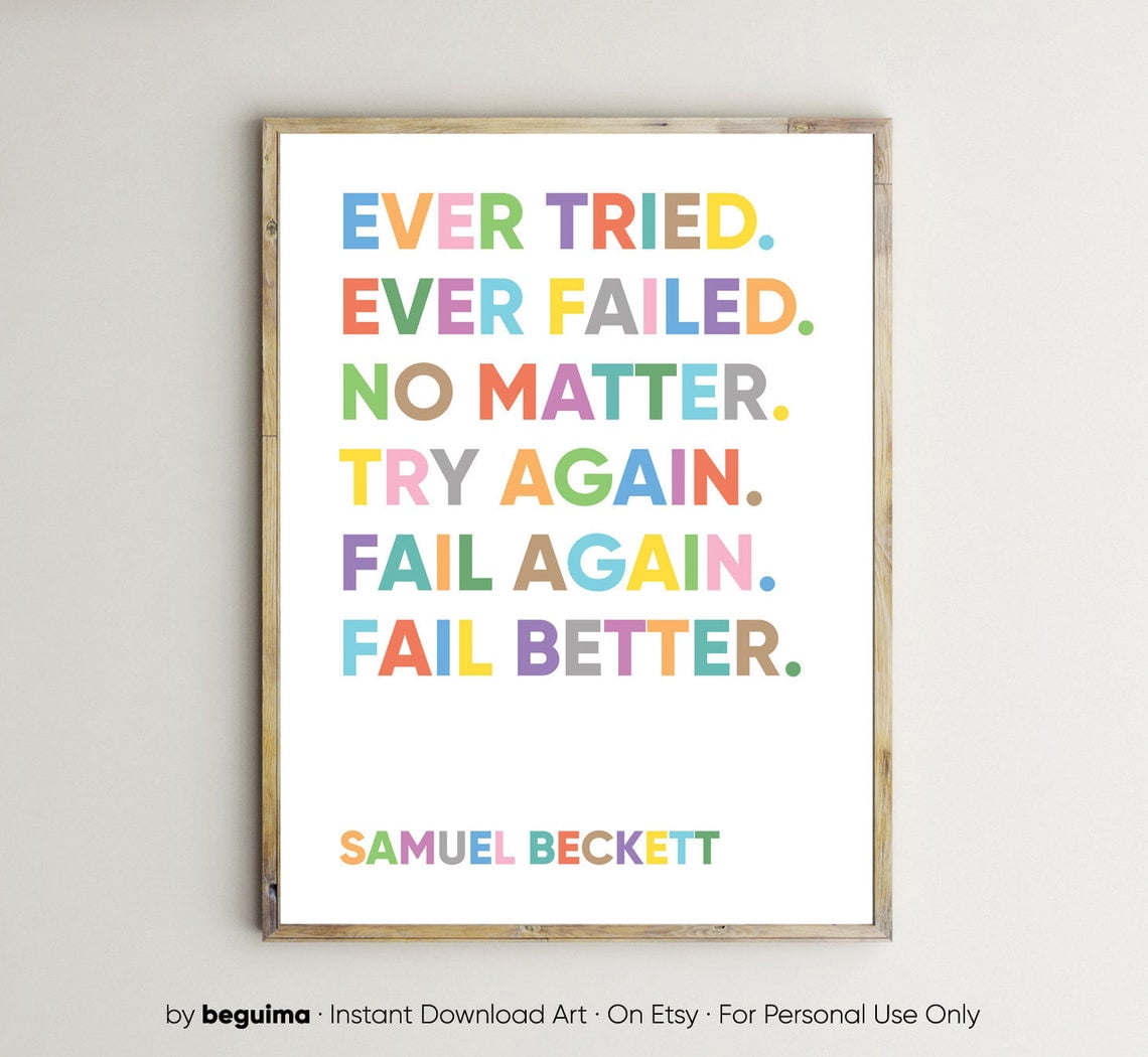 Samuel Beckett Try Again Fail Better Classroom Office Poster, Stretched ...
