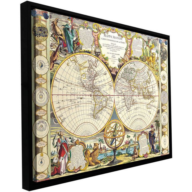 Samuel Dunn "Mappe-Monde Carte Universelle De La Terre Dressee" Floater-Framed Gallery-Wrapp ...