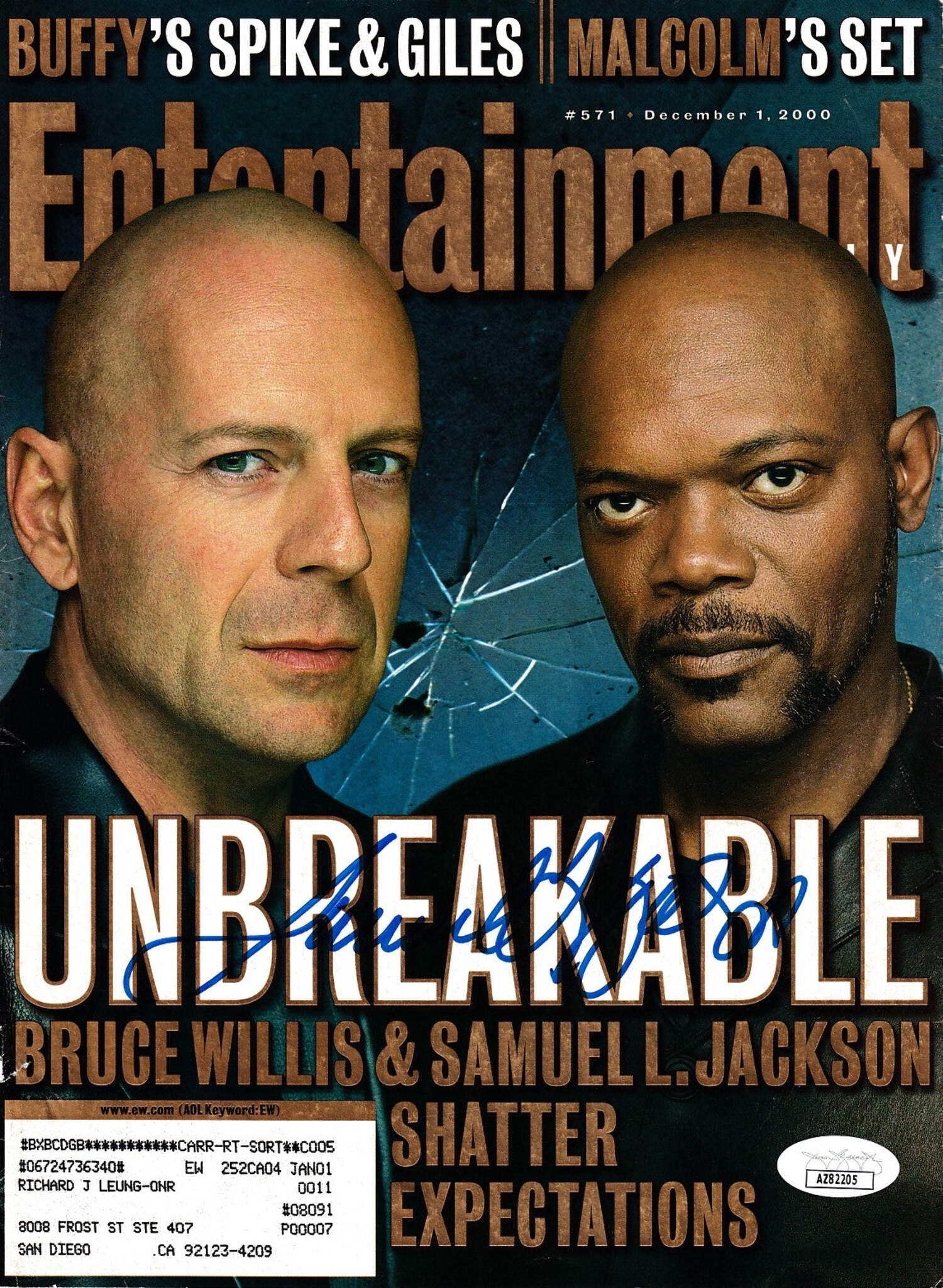 Samuel L. Jackson autographed Unbreakable movie 2000 Entertainment ...