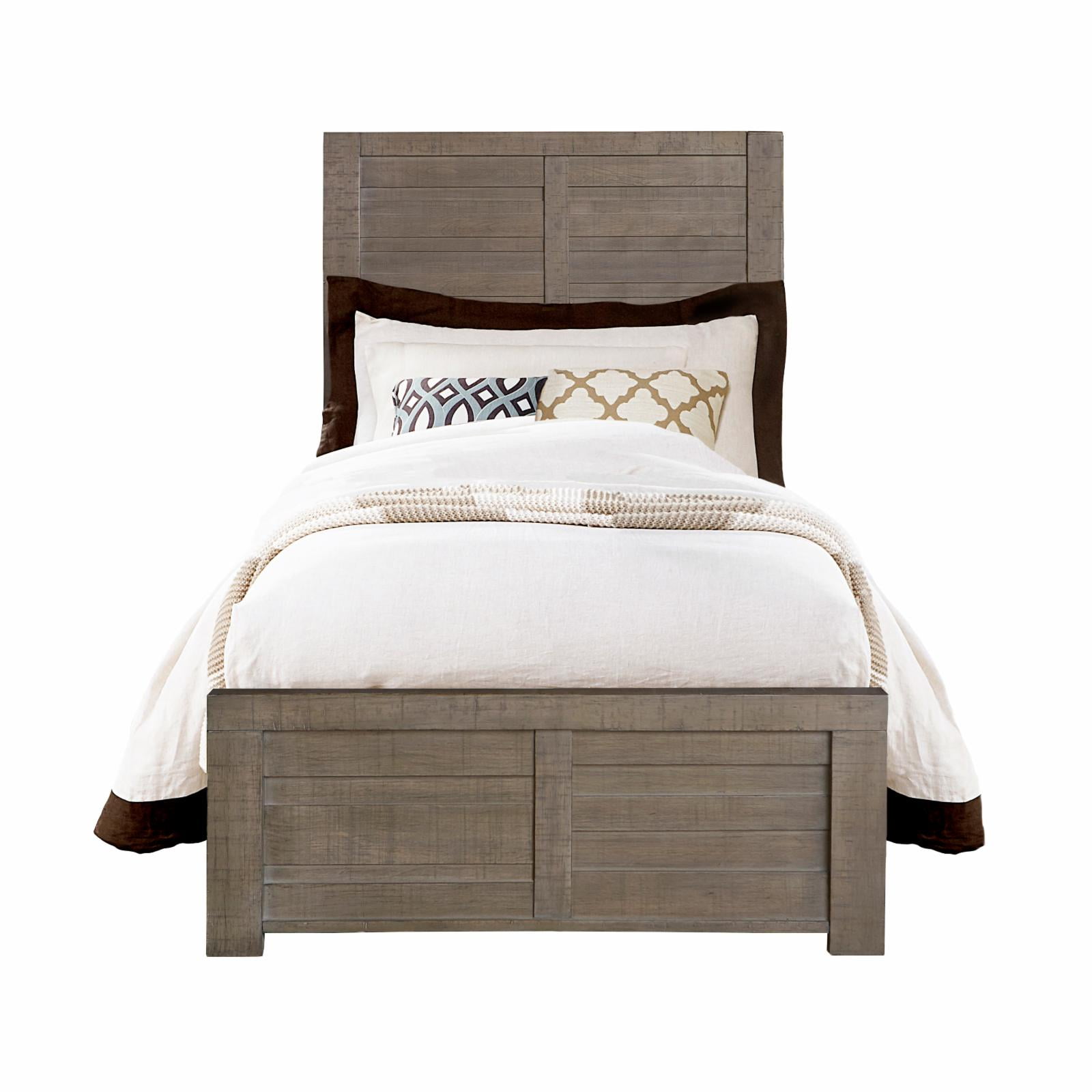 Ruff Hewn 82"W Twin Panel Wood Bed in Weathered Taupe/Brown Finish ...