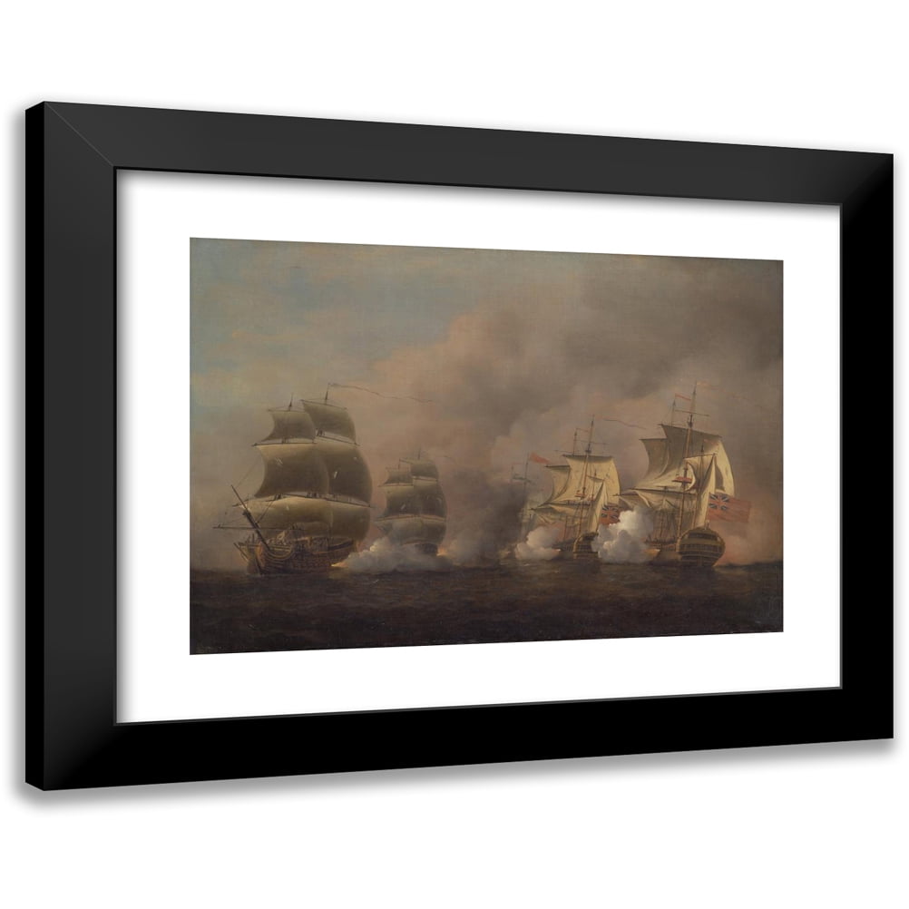 Samuel Scott 24x18 Black Modern Framed Museum Art Print Titled - Action ...