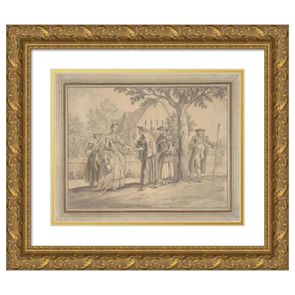 Samuel Wale 14x12 Gold Ornate Wood Frame and Double Matted Museum Art ...