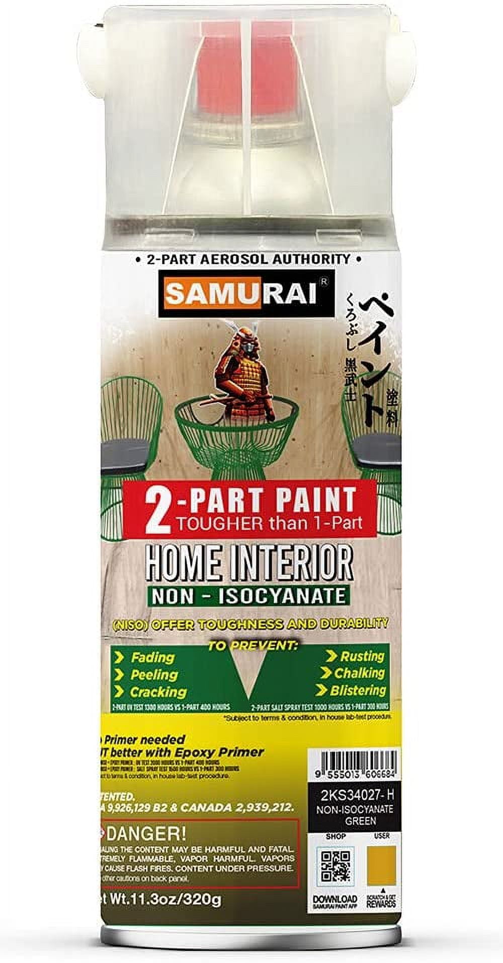 Samurai 2-Part Non-Isocyanate (NISO) Spray Paint for Home Interior - 11 ...