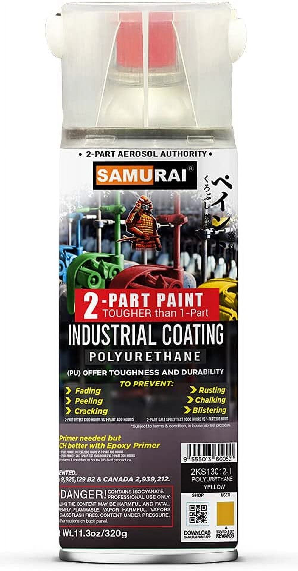 Samurai 2-Part Polyurethane Spray Paint for Industrial - 11.3 Ounce UV ...
