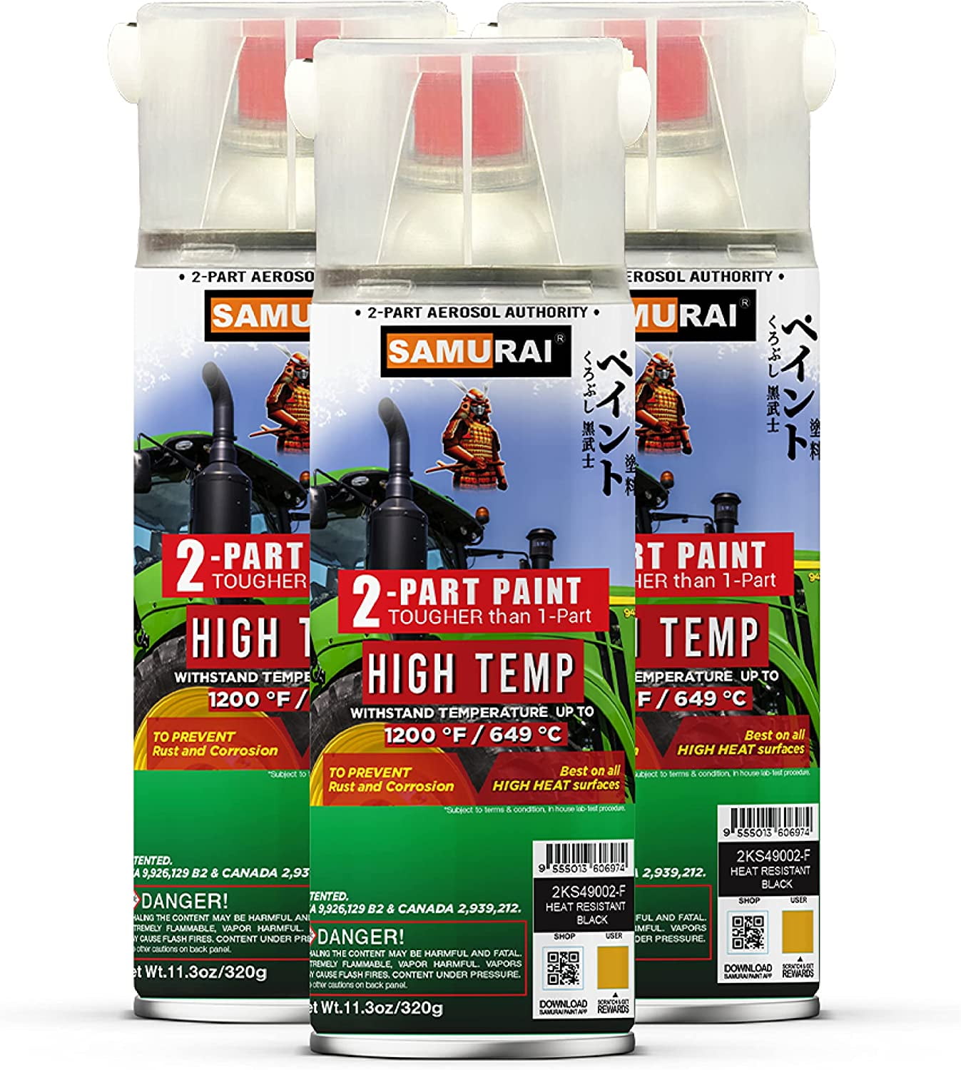 Samurai 2-Part Spray Paint for Agriculture - High Temp (Black, Pack of ...