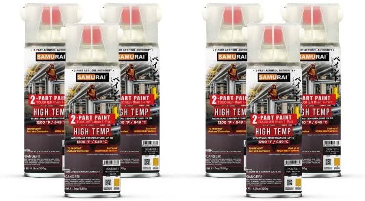 Samurai 2-Part Spray Paint for Industrial - High Temp (Black, Pack of 6 ...