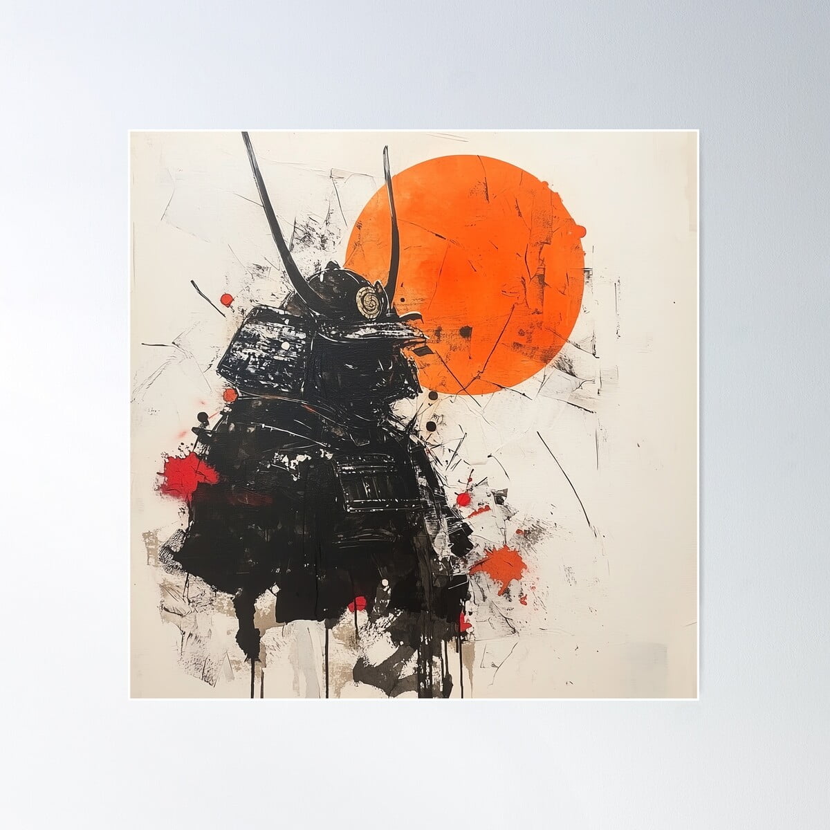 Samurai Armour With Rising Sun Poster Wall Art, Modern Wall Decor For ...
