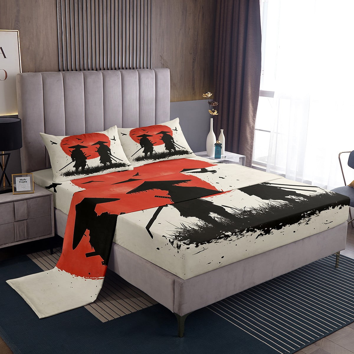 Samurai Bed Sheets Set Japanese Style Sheet Set Sunset Painting Full ...