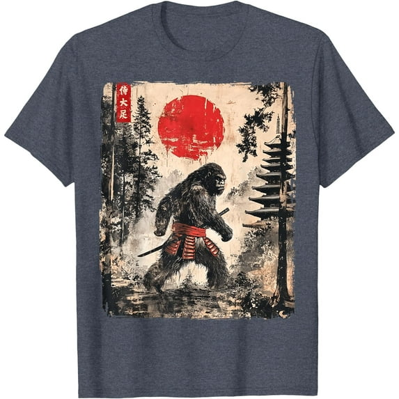 Samurai Bigfoot Japanese Vintage Graphic Ukiyo-e Art Funny Softstyle T ...