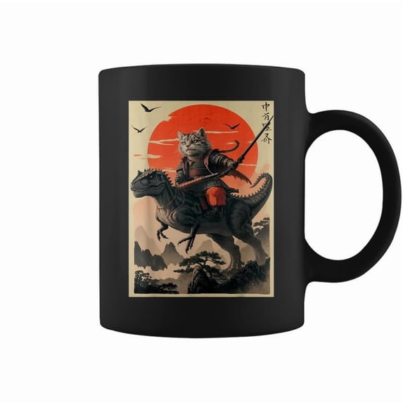 Samurai Cat Riding Dinosaur Japanese Cat Samurai Coffee Mugs - Walmart.com