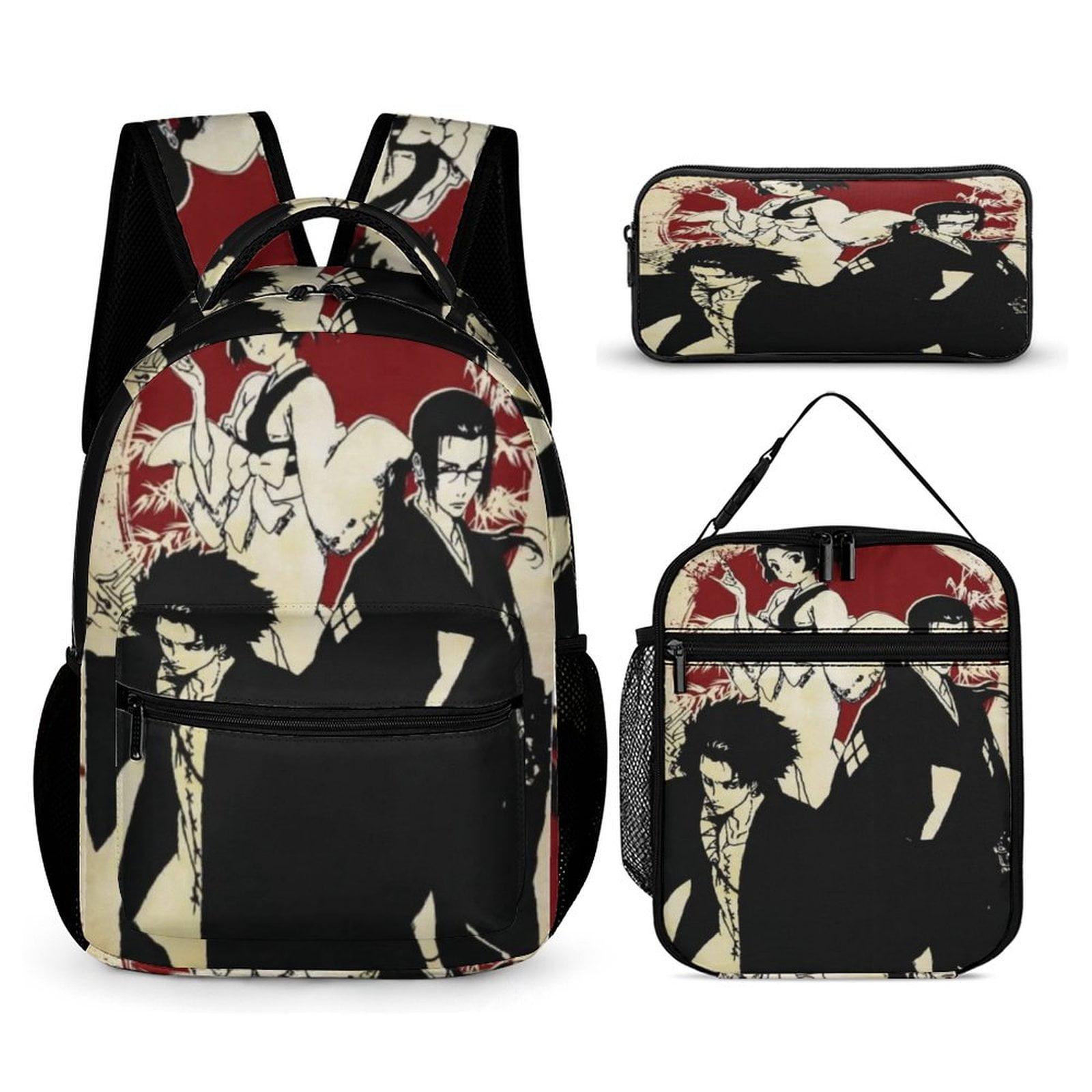 Samurai Champloo 3 Piece Backpack Set Anime Casual Daypack with Lunch ...