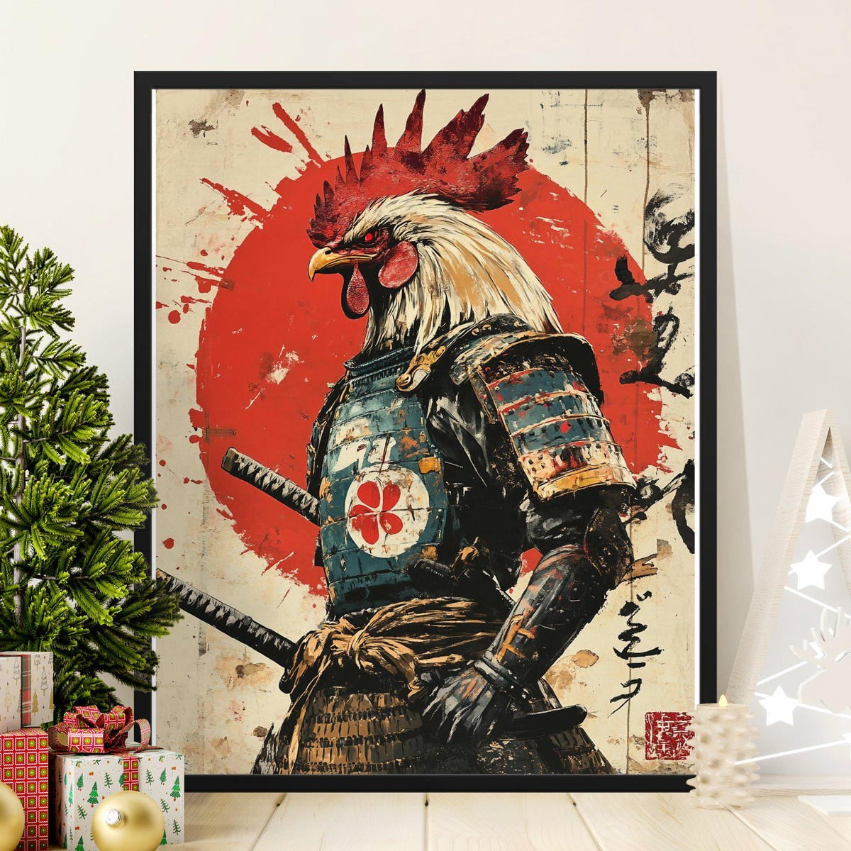Samurai Chicken Poster, Chicken Art Print, Funny Wall Art, Unique Home ...